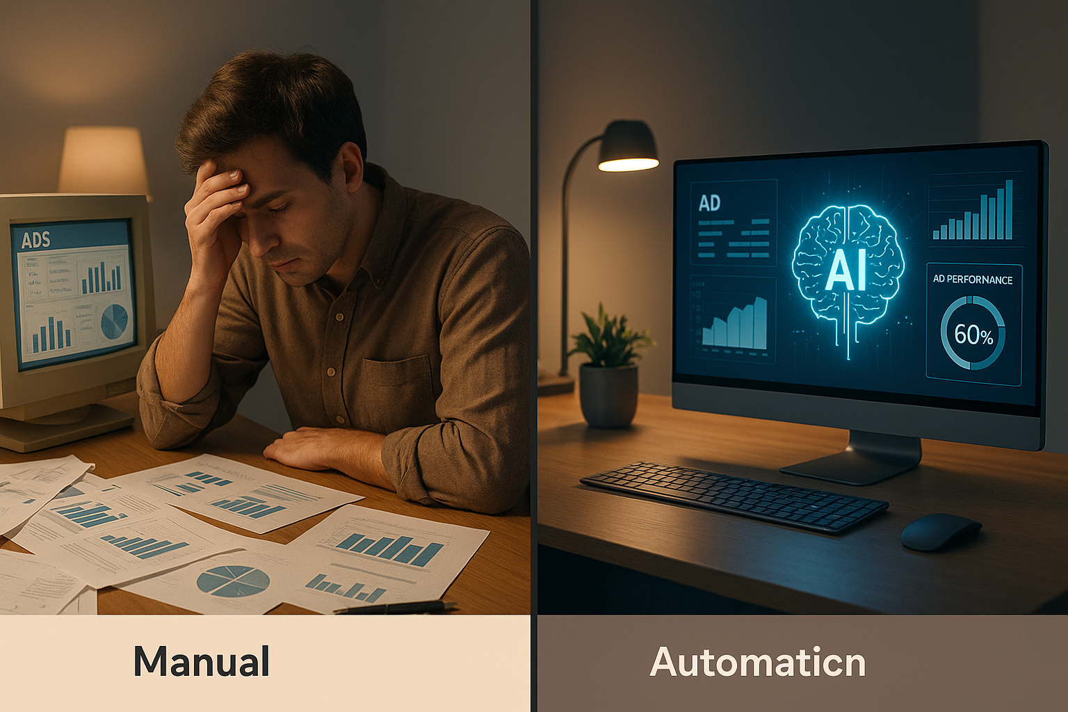 ROI Comparison: Manual vs Automated Ad Management | Feedcast.ai