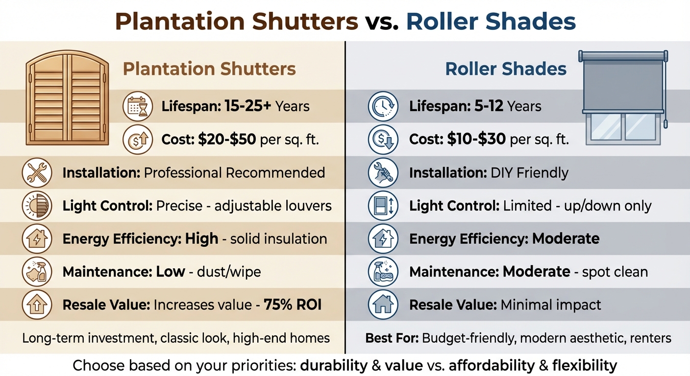 Plantation Shutters vs. Roller Shades