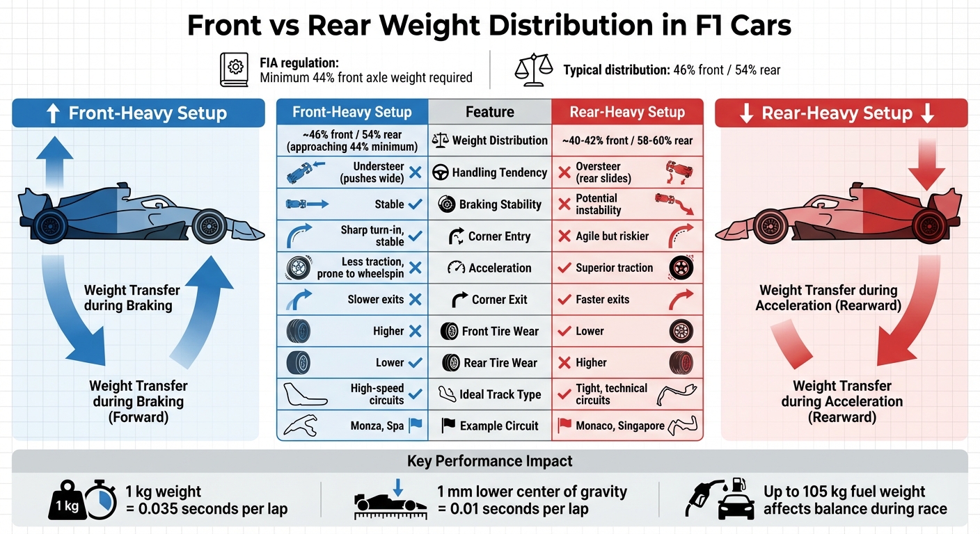Front vs Rear Weight Distribution in F1 Cars