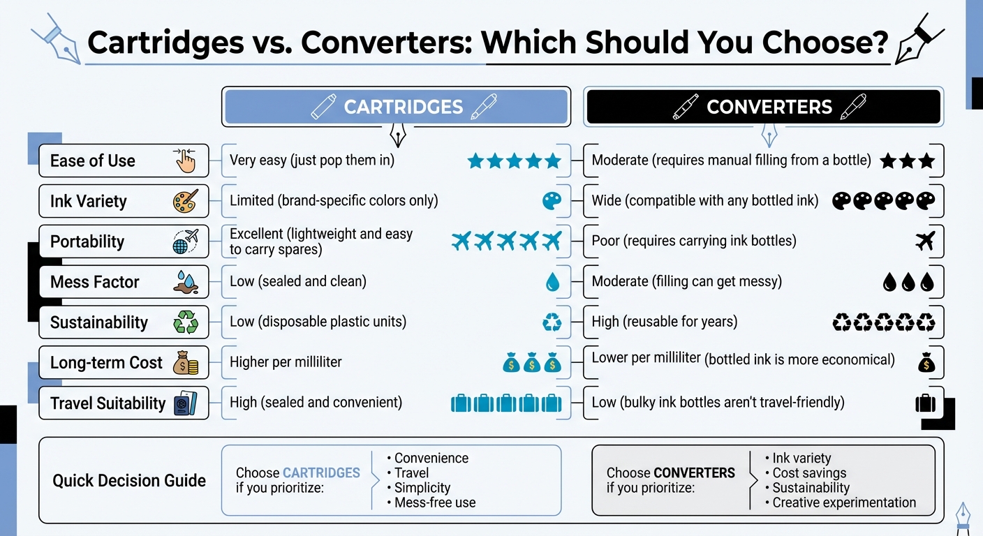 Cartridge vs. Converter: Compatibility Explained – Fountain Pen Revolution