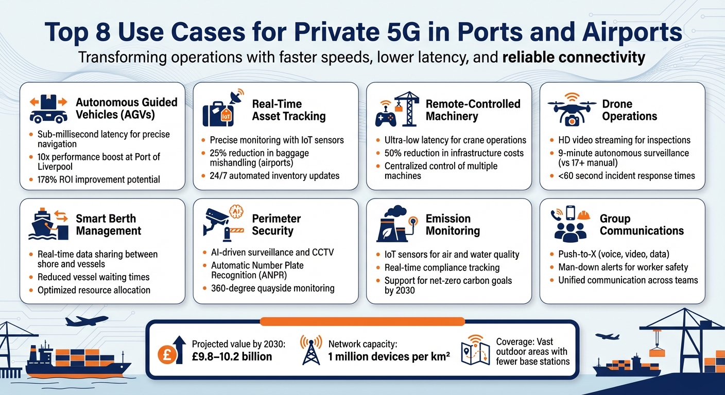 Top 8 Use Cases for Private 5G in Ports and Airports