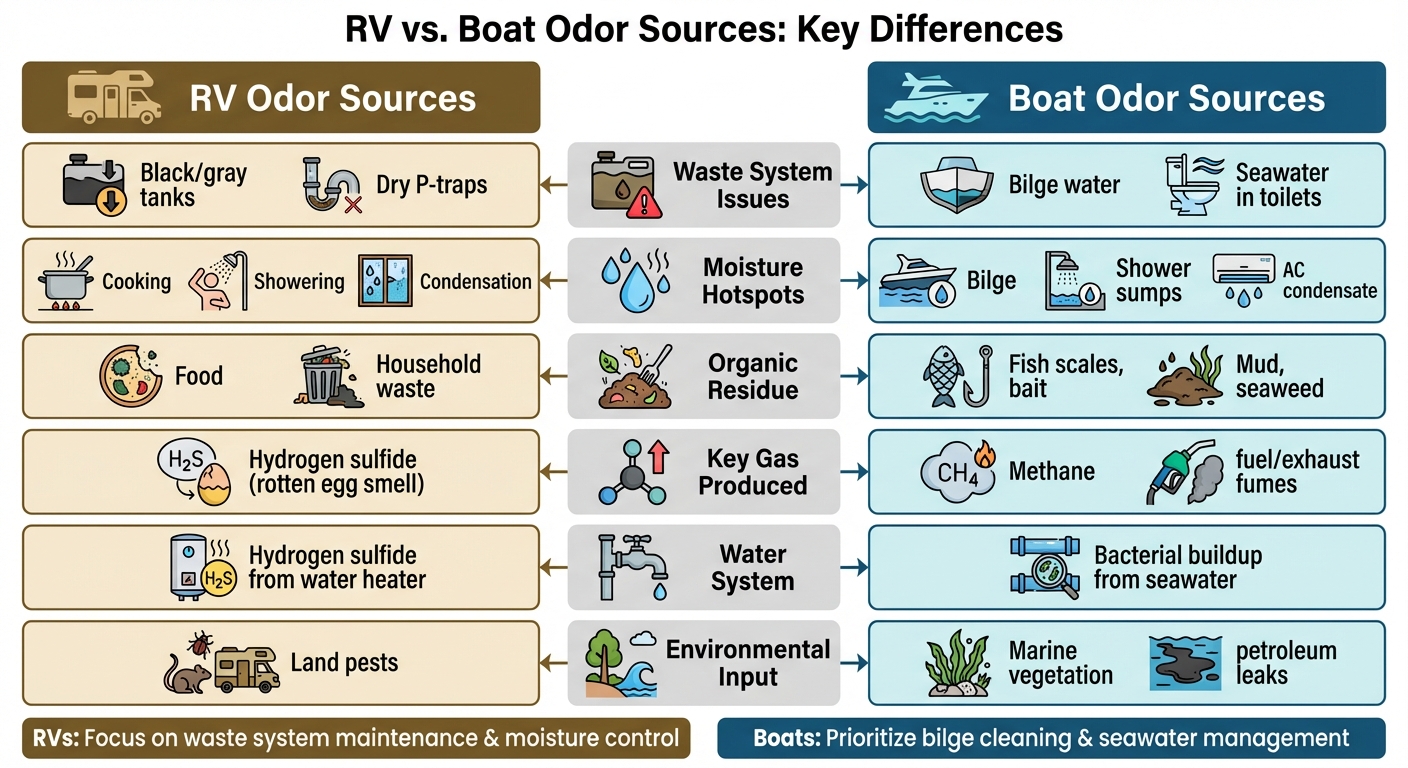RV vs. Boat Odor Sources: Key Differences