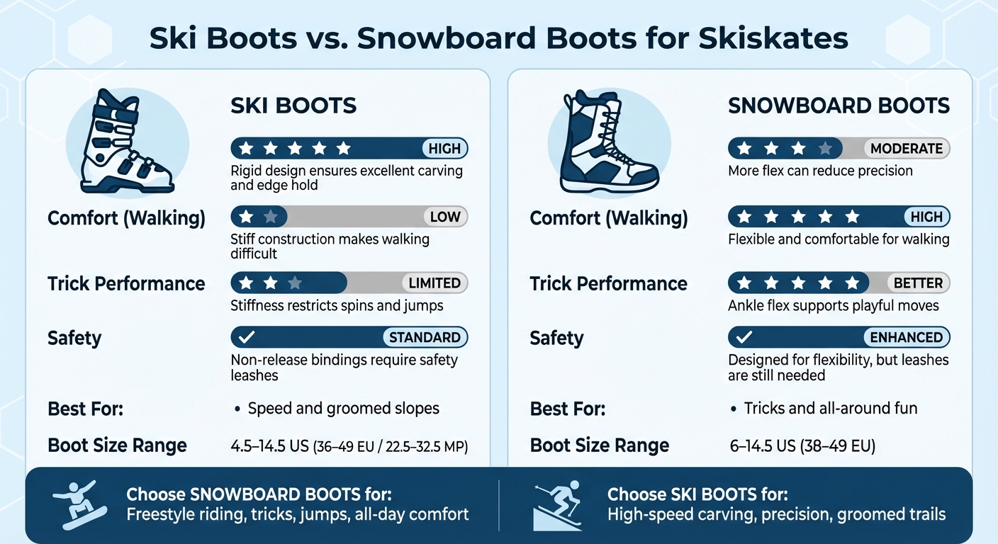 Skiskates: Ski Boots vs Snowboard Boots — Which Fits?